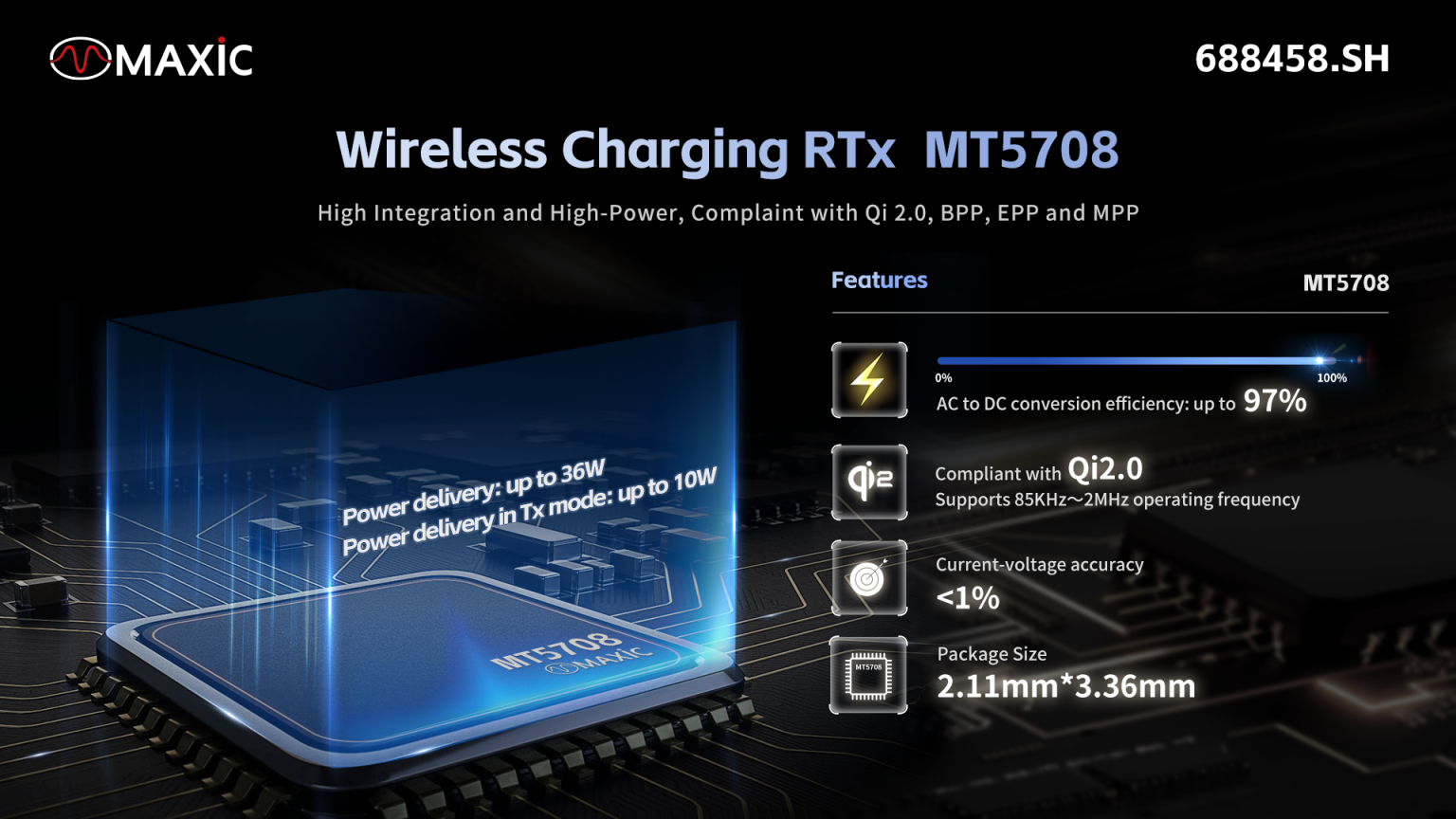 Maxic Unveils MT5708: High-Density 36W Wireless Charging Chip for Slim ...