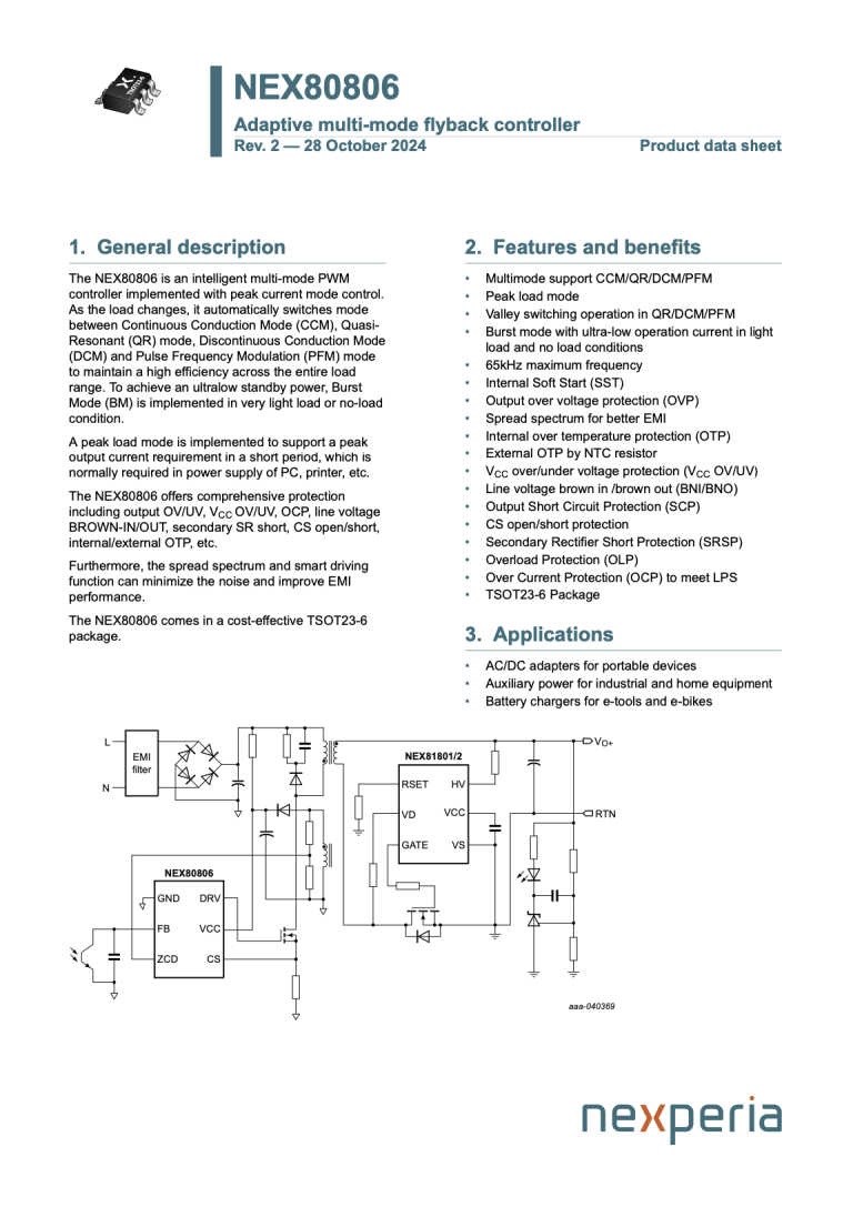 Nexperia Launches NEX806/808 and NEX8180 Series AC/DC Controllers for ...